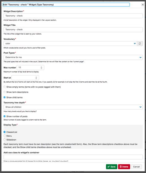Displaying Content With The Taxonomy Widget Openscholar Documentation