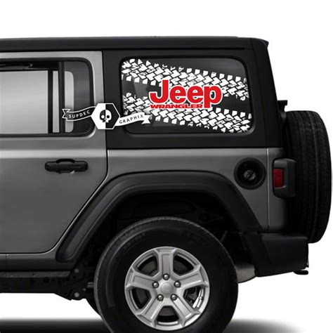 Pair Of Jeep Wrangler Unlimited Side Door Window Tire Track Decals Jeep