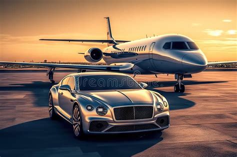 Ultimate Luxury Super Car And Private Jet On The Landing Strip
