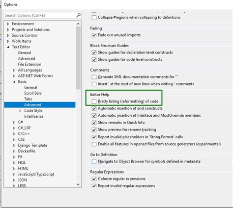 Tabs How To Turn Off Auto Indent In Visual Studio 2019 Not VISUAL STUDIO CODE Stack Overflow