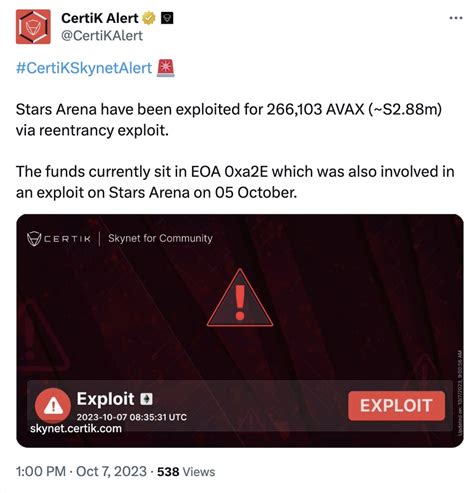 stars arena suffers 2 88m exploit from reentrancy hack binance news