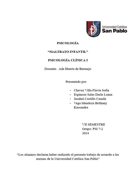 Maltrato Infantil 1 Pdf Abuso Infantil Violencia Doméstica