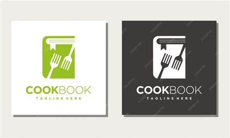책과 포크 쿡 로고 디자인 아이콘 벡터 프리미엄 벡터