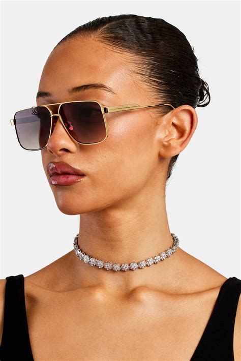 Gold Aviator Sunglasses Brown Womens Accessories Shop Sunglasses