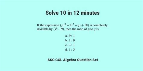 Ssc Cgl Question Set 81 Algebra 17