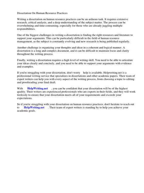 Dissertation On Human Resource Practices Pdf Human Resource Management Employment