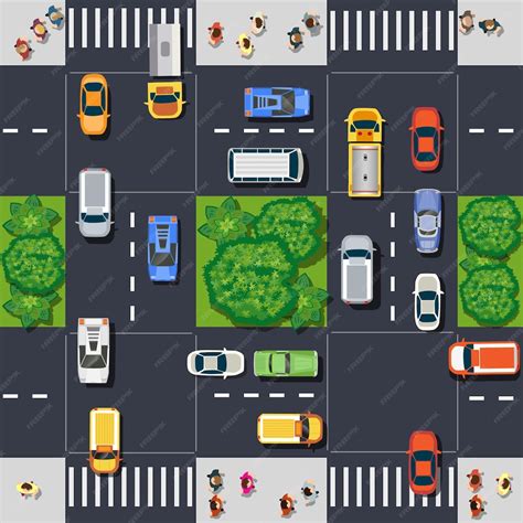 Premium Vector Top View From Above The Intersection Of The Street