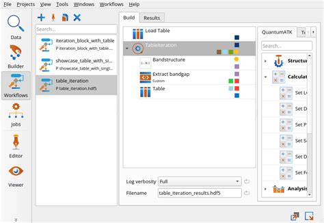 using tables in the workflow builder — quantumatkw 2024 09 documentation