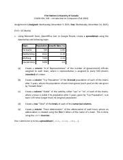 CS Assignment Pdf First Nations University Of Canada CS S S Introduction To