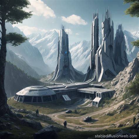 Sci Fi Military Base At Mountain Base Stable Diffusion Online