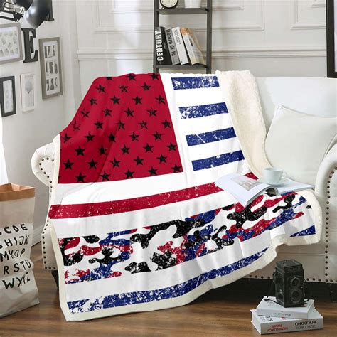 American Flag Fuzzy Blanket Stars And Stripes Fleece Blanket Military