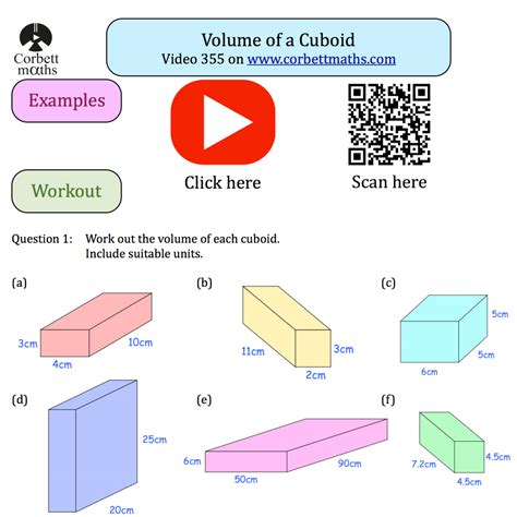 Volume Of A Cuboid Textbook Exercise Corbettmaths