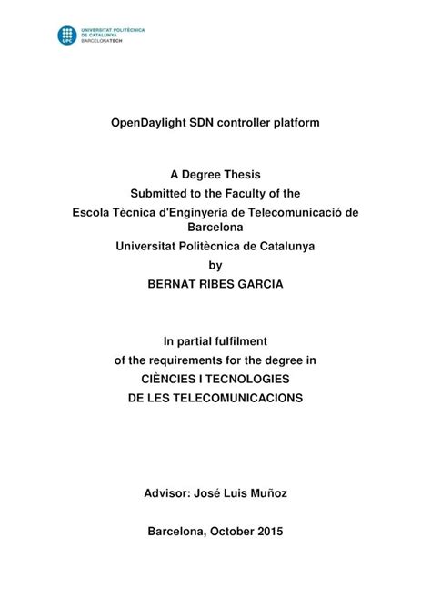 pdf opendaylight sdn controller platform a degree thesis · opendaylight odl project