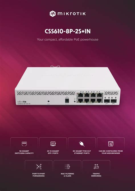 Mikrotik CSS610 8P 2S IN POE Cloud Smart Switch 2SPP And SwitchOS DeviceDeal