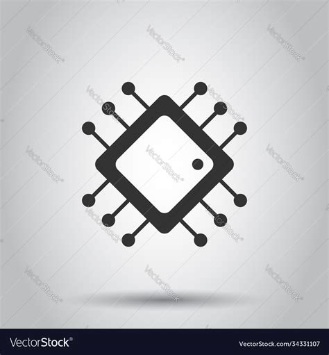 Computer Cpu Icon In Flat Style Circuit Board Vector Image