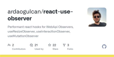GitHub Ardaogulcan React Use Observer Performant React Hooks For WebApi Observers
