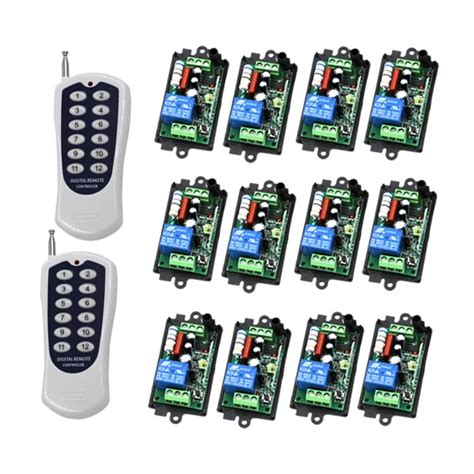 110v220v 12ch Rf Wireless Remote Control Switch System 2 Transmitters And 12 Receiver For Garage