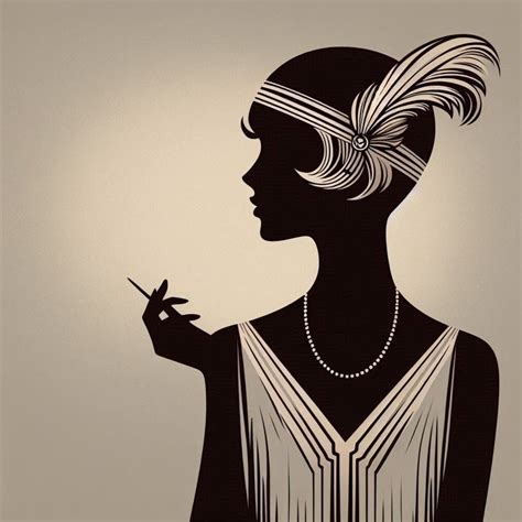 The Silhouette Echoes Of The 1920s Flapper Era Art Deco Illustration Art Deco Drawing