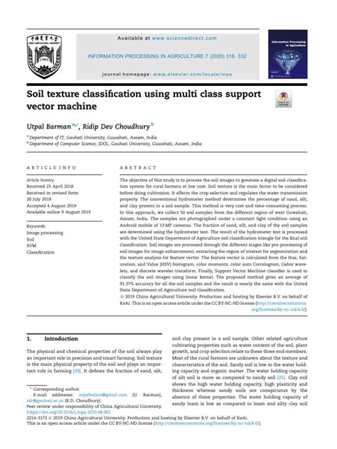 Soil Texture Classification Using Multi Class Support Vector Machine Pdf