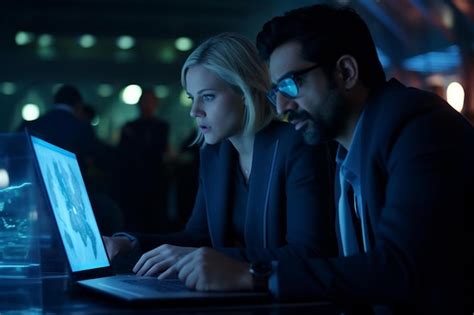 Premium Photo Female Chief Engineer Talks With Electronics Specialist Explaining Things While