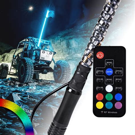 True Mods 3ft Spiral Rgb Led Whip Light For Utv Atv Rf Wireless Remote Usa Flag