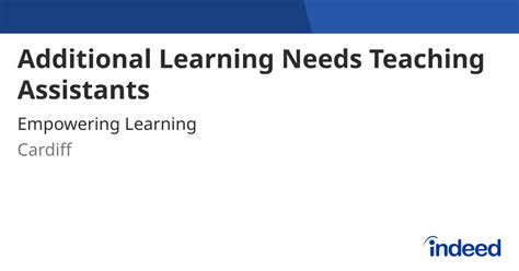 Additional Learning Needs Teaching Assistants Cardiff Cf10 5fe