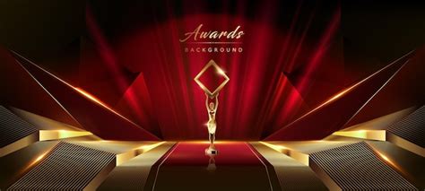 Red Maroon Golden Curtain Stage Award Background Modern Abstract