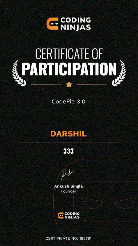 Patel Darshil On Linkedin Certificate Coding Contest Codingninjas