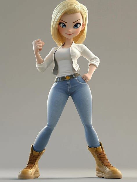 3d Cartoon Character Android 18 Blonde Hair Premium Ai Generated Image