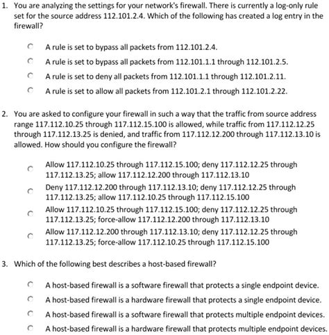 You Are Analyzing The Settings For Your Networks Firewall