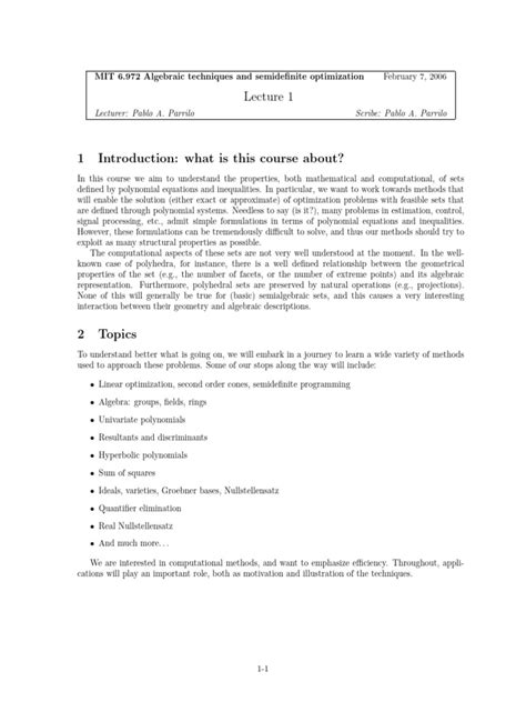 Lecture 01 Pdf Linear Programming Equations