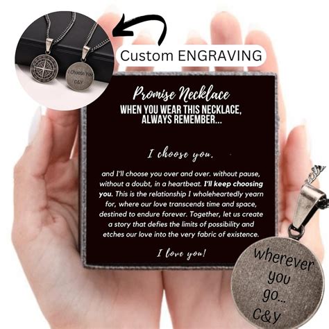Custom Compass Promise Necklace T For Him Anniversary Christmas