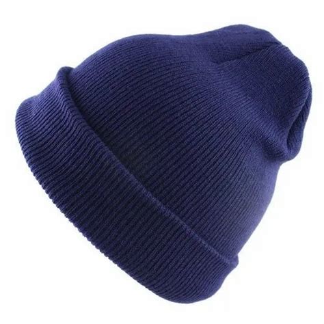 Acrylic Wool Casual Wear Navy Blue School Woolen Cap Free Size At ₹ 63