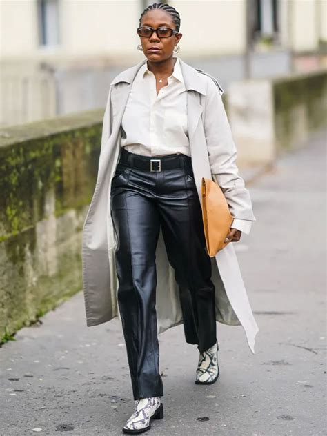 7 سبک از بهترین استایل با شلوار چرم مانتو امین