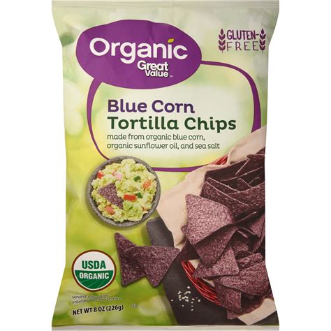 Great Value Organic Blue Corn Tortilla Chips 8 Oz