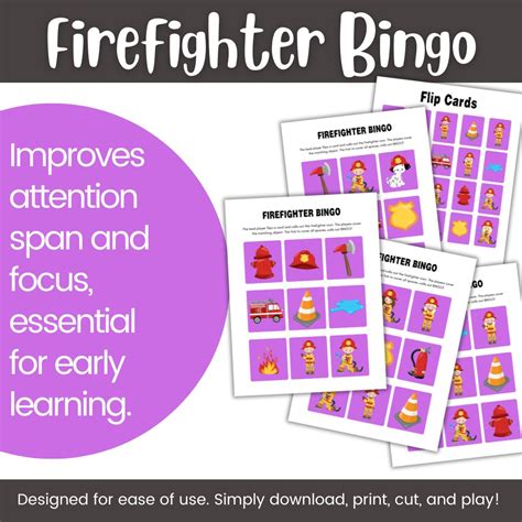 Firefighter Bingo Game Homeschool Preschool Shop