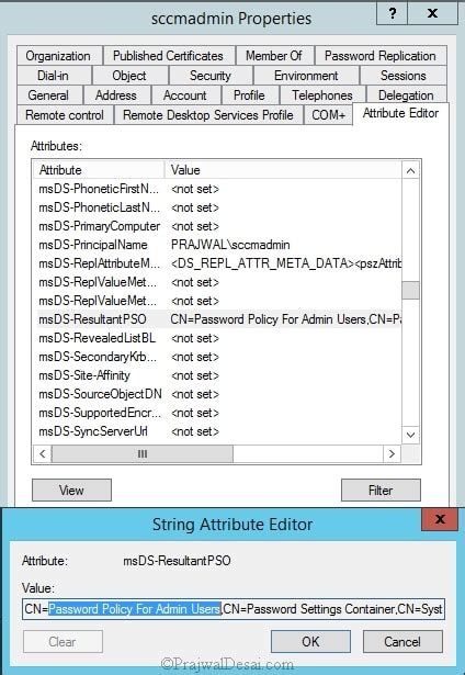 create fine grained password policy using ldifde