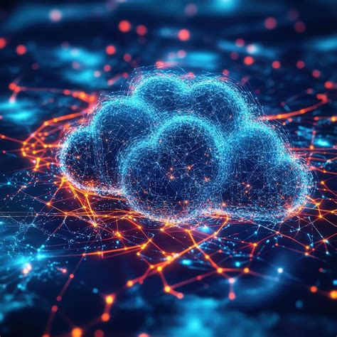 Cloud Computing Network With Digital Connections Premium Ai Generated