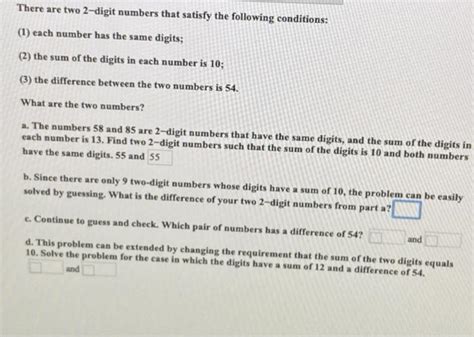 Solved There Are Two 2 Digit Numbers That Satisfy The Chegg Com