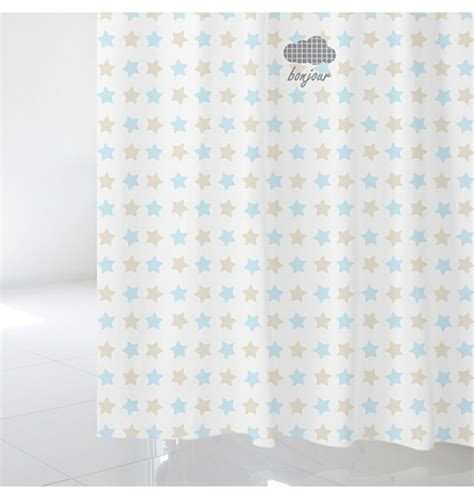 Sc422 샤워 커튼 별패턴과 구름캐릭터 S기본 플라스틱고리 티몬