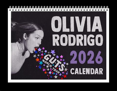 Olivia Rodrigo 2026 Guts Tour Wall Calendar Olivia Rodrigo Calendar