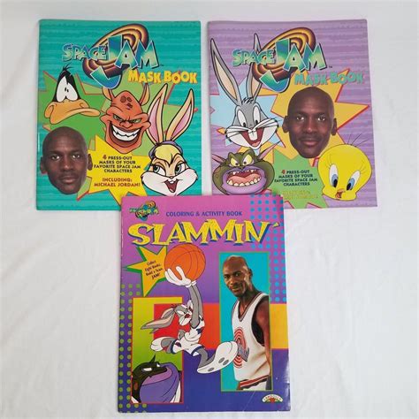 3 Space Jam 1996 Vintage Activity Book Mask Books Michael Jordan Lola