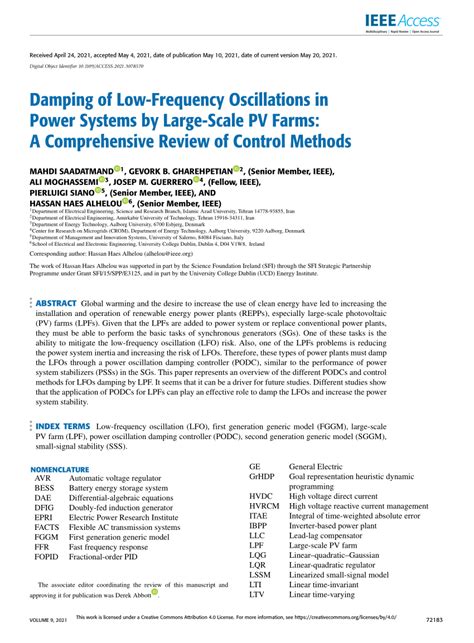pdf damping of low frequency oscillations in power systems by large