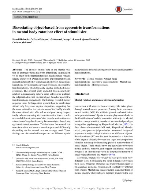 Dissociating Object Based From Egocentric Transformations In Mental Body Rotation Effect Of