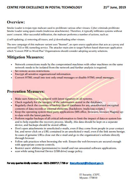 Malware Advisory Smoke Loader