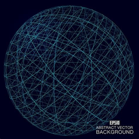 Premium Vector Curve Construction Spherical Wireframe Abstract Illustration Of Science And