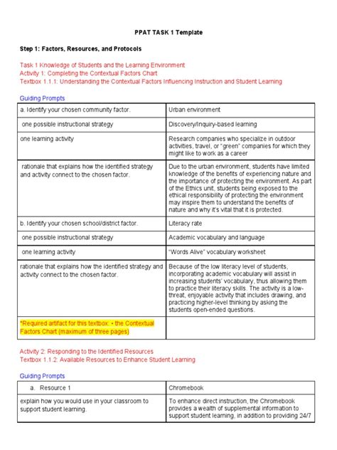 Ppat Task 1 Template Pdf Learning Teachers