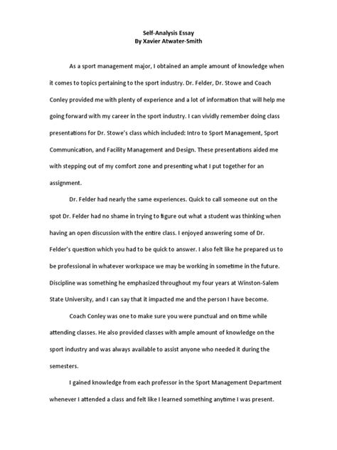 Self Analysis Essay Pdf Experience Communication