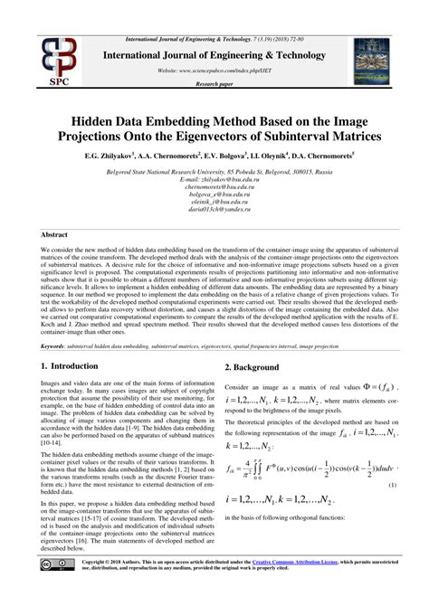 pdf hidden data embedding method based on the image projections onto