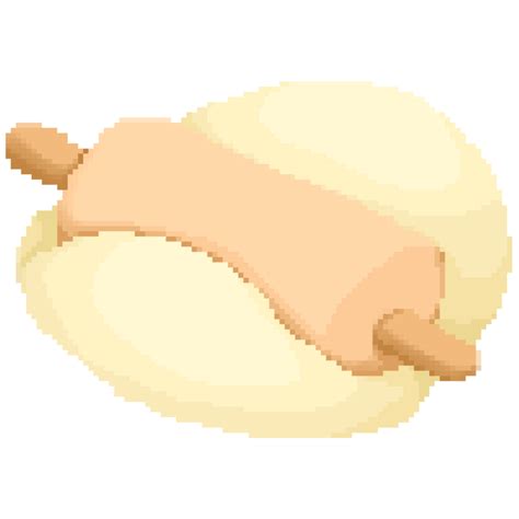 Cute Rolling Pin With Dough In Pixel Art PNG